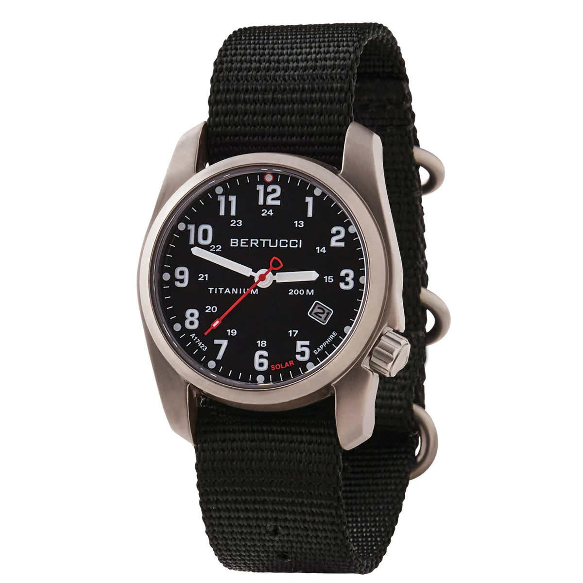 Bertucci A-2TS SOLAR CLASSIC BLACK 40mm Titanium Field Watch Model: 12 ...