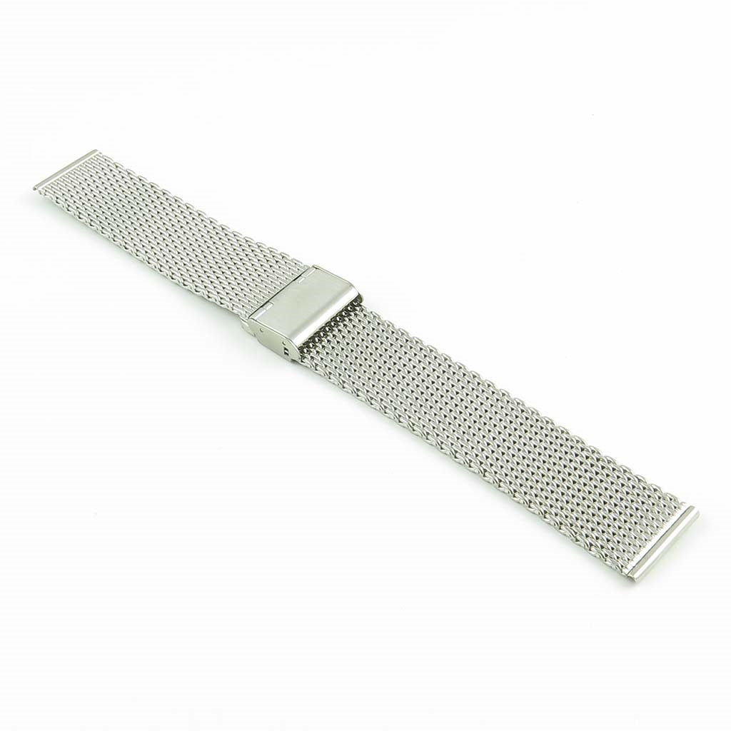 Polished Stainless Steel 18mm Interwoven Mesh Strap with Clasp Enclosu ...